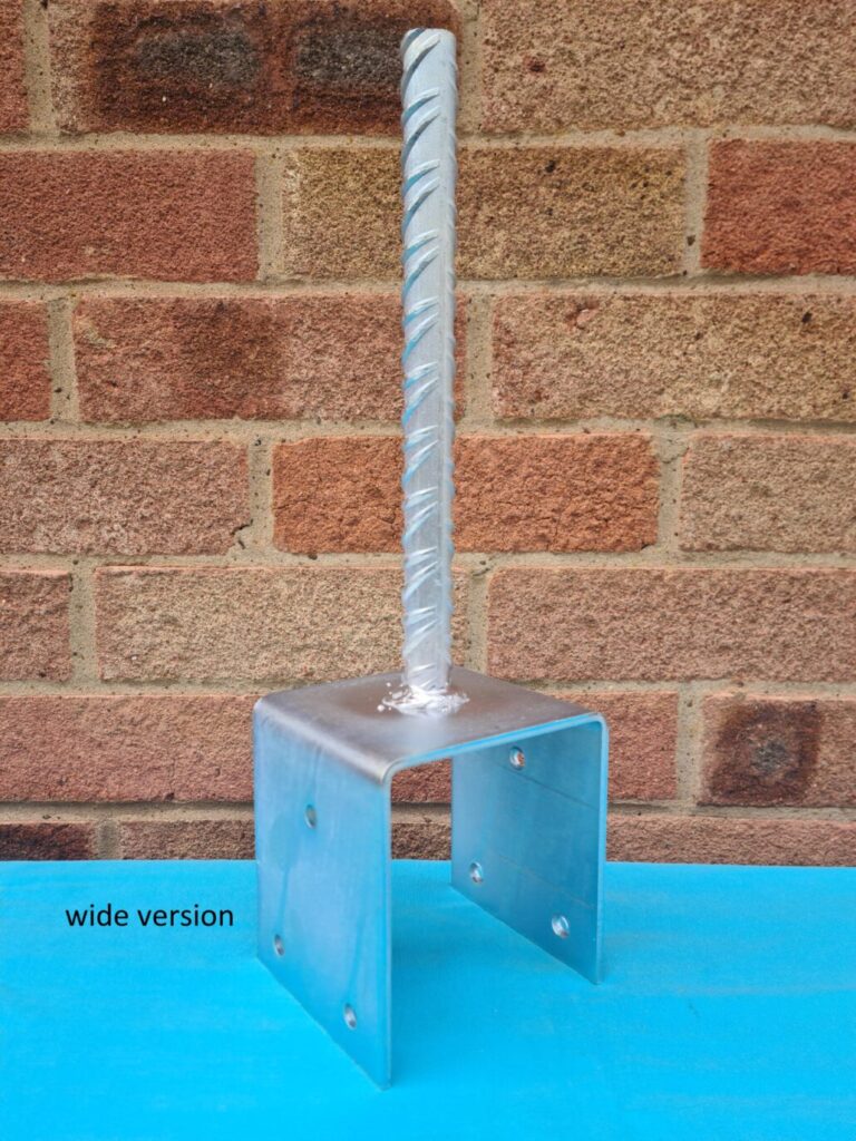 GALVANISED WIDE U SHAPE TYPE FENCE POST FOOT SUPPORT with PIN,100mm (4 ...