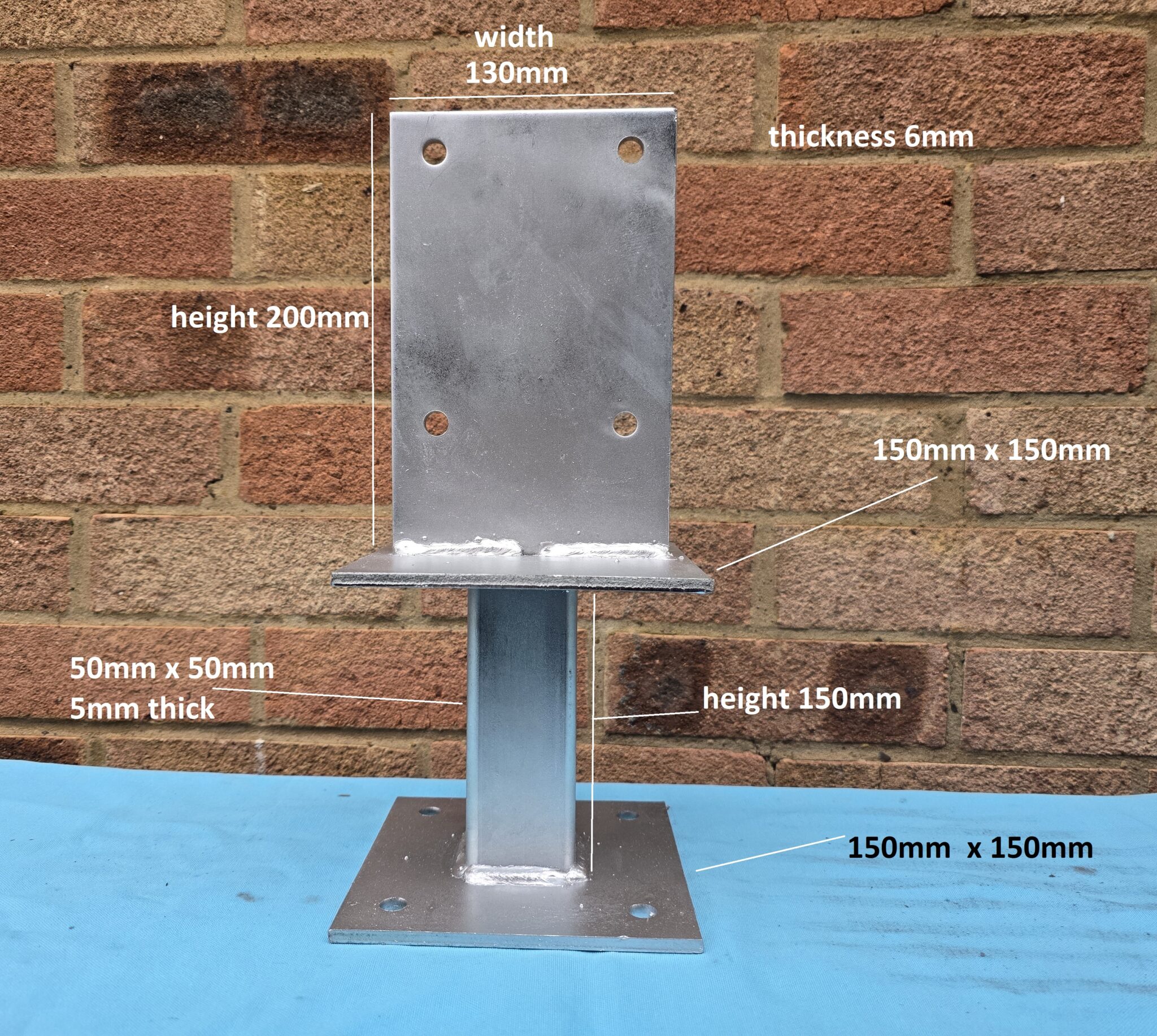 ELEVATED POST BASE/GALVANISED STEEL,150MM ELEVATION, PBH70 100 150 - A ...